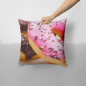 iiRov Sprinkled Donuts - Custom Decorative Home Decor Indoor or Outdoor Throw Pillow Cover for Sofa, Bed or Couch Cushion (Pillow CASE Cover ONLY)