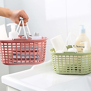Portable Shower Basket, Box With Handle Plastic Organizer,Bathroom Torage Boxes, College Dorm Room Supplies, Kitchen, Camp, Gym (Pink)