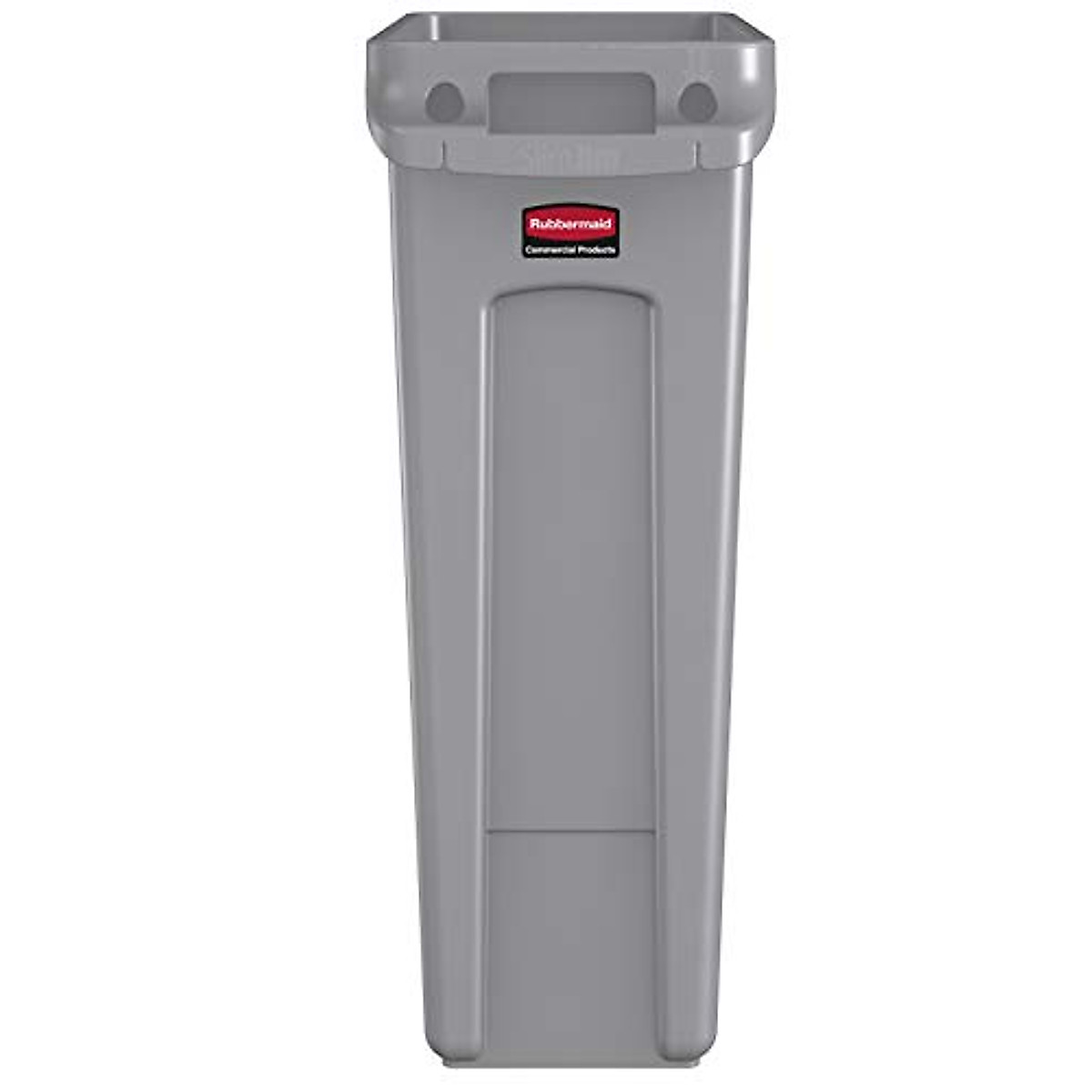 Rubbermaid Commercial Products Slim Jim Plastic Rectangular Trash/Garbage Can with Venting Channels, 23 Gallon, Gray (FG354060GRAY) & Swing Lid, Black (FFG267360BLA), 5" x 20.5" x 11.7"