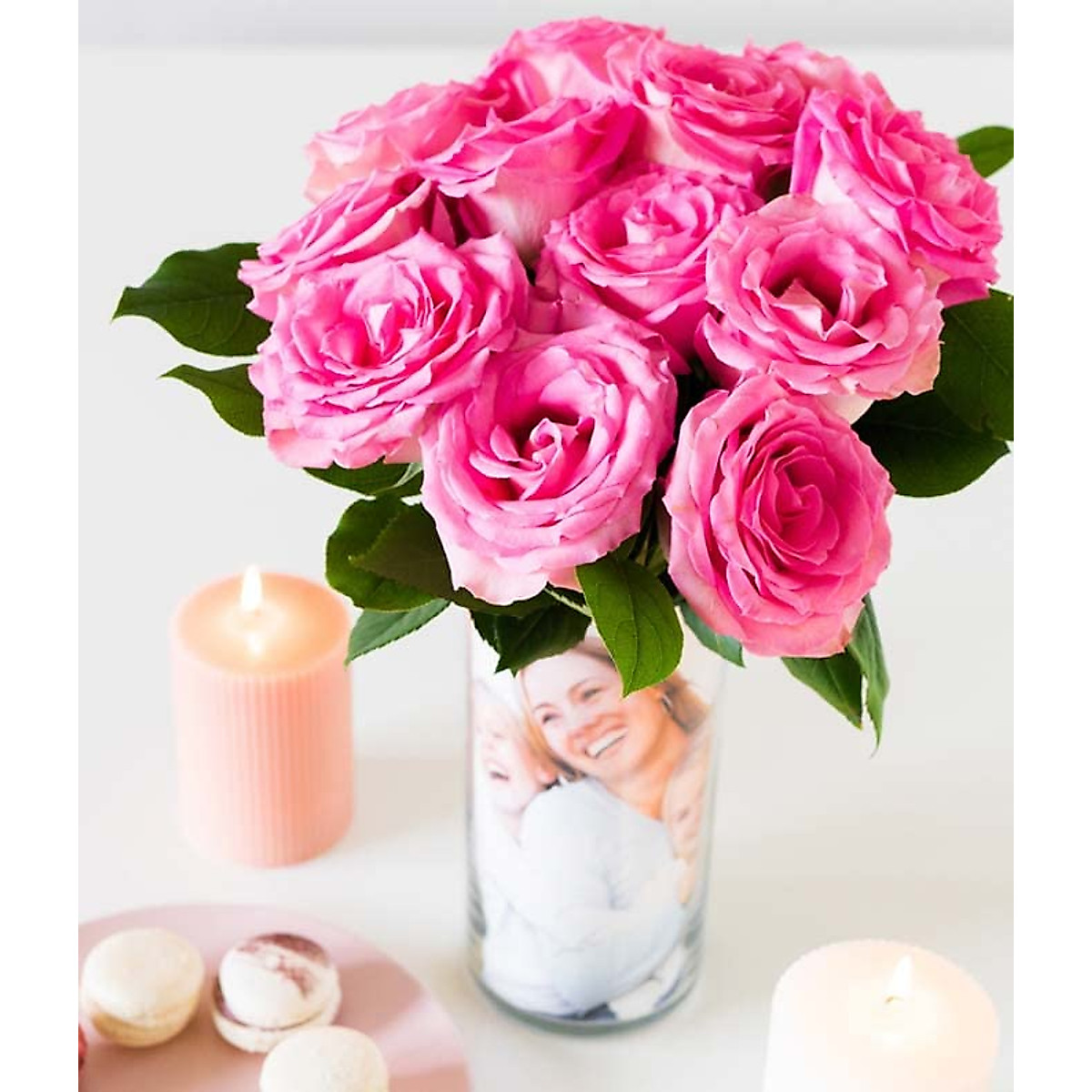 From You Flowers - One Dozen Light Pink Roses with Glass Vase (Fresh Flowers) Birthday, Anniversary, Get Well, Sympathy, Congratulations, Thank You