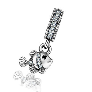 925 Sterling Silver Fish Charm Animal Charm Birthday Charm Love Charm for Pandora Charm Bracelet