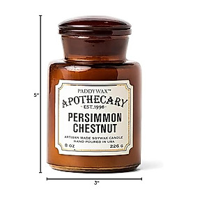 Paddywax Apothecary Artisan Hand-Poured Scented Candle, 8-Ounce, Persimmon Chestnut