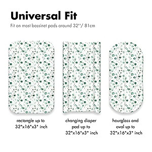 GLLQUEN BABY Bassinet Sheets 4 Pack, Breathable Cozy Fitted Mattress Sheet, Elastic Travel Crib Fashionable Floral Pattern, Standard Cradle Safe Sheets for Baby Boy Girls 32"X16"(Greenery)