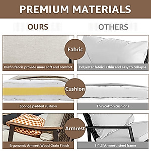 NATURAL EXPRESSIONS Patio Sofa Outdoor Furniture Metal Chair with Wicker Backrest & 6 Inches Cushion for Indoor, Front Porch, Deck, Balcony, Backyard, Sunroom, 73.35"(L) x 29.75"(W) x 33.86"(H).