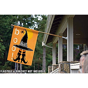 Toland Home Garden 28x40 Inch Double Sided House Flag Halloween Flag, Boo Boots Spooky Halloween Garden Flag For Outdoor Yard Flag Decoration