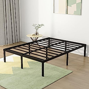 DiaOutro 16 Inch Full Size Bed Frame Heavy Duty Metal Platform No Box Spring Needed, Maximum Storage, Easy to Assembly, Noise Free, Black