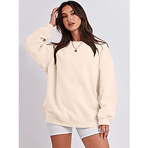 ANRABESS Sweatshirt for Women Oversized Crewneck Hoodies Fleece Casual Pullover Top Fall Fashion Outfits Clothes 2025 A1019 apricot Small