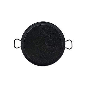 Mabel Home Paella Pan + Paella Burner and Stand Set on Wheels + Complete Paella Kit for up to 14 Servings - 15.75 inch Gas Burner + 18 inch Enamaled Steel Paella Pan