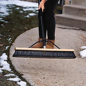 BRISTLE BOSS- 24 inch Push Broom for Outdoors- Outdoor Broom with Durable Steel Braces, Heavy-Duty Push Broom, Outdoor Broom for driveways, Garage Push Brooms, Push Broom Outdoor, Patio Sweeping