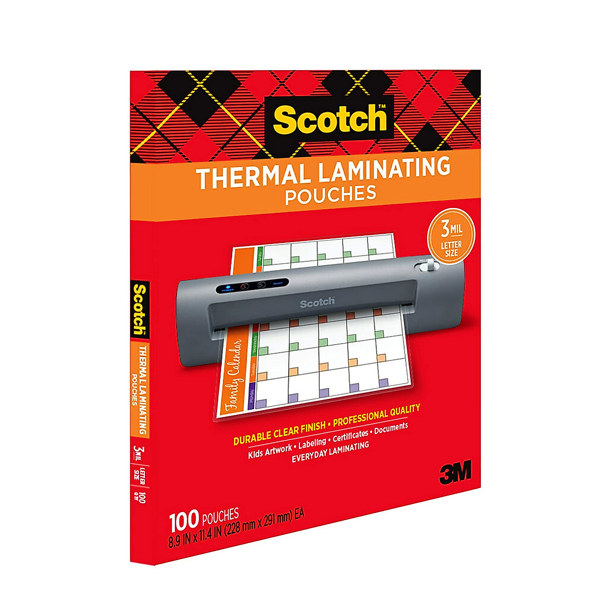 Scotch Thermal Laminating Pouches, 100 Pack Laminating Sheets, 3 Mil, 8.9 x 11.4 Inches, Education Supplies & Craft Supplies, For Use With Thermal Laminators, Letter Size Sheets (TP3854-100)