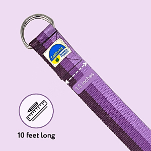 California Wellness Products Yoga Strap - yoga belt strap - yoga straps for stretching - exercise strap with Extra Safe Adjustable D-Ring Buckle for Pilates - yoga band for Women & Men