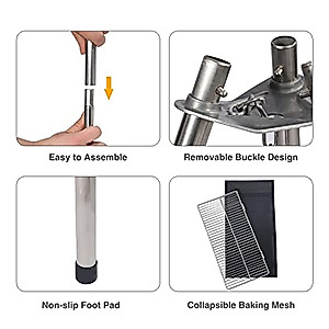 REDCAMP Campfire Tripod, Folding Camping Grill with Grill Grate, Tripod Cooker for Cooking,Ourdoor BBQ