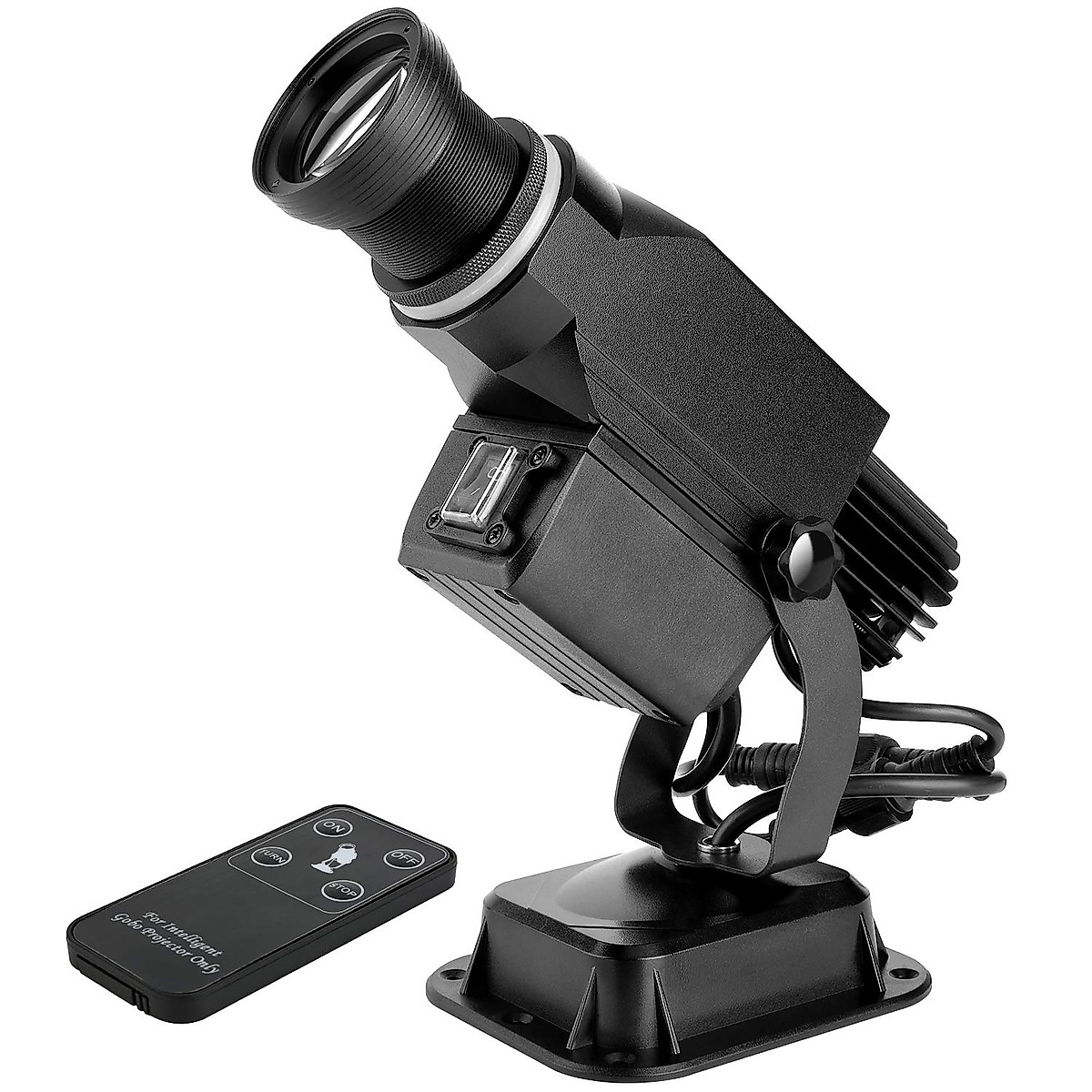 HILITING 30W LED GOBO Projector - 2400 Lumens Rotating Logo Projector - IP65 Waterproof with Remote - Including Free Custom Glass GOBO - Personalized Logo for Company Bar Wedding Advertising (Black)