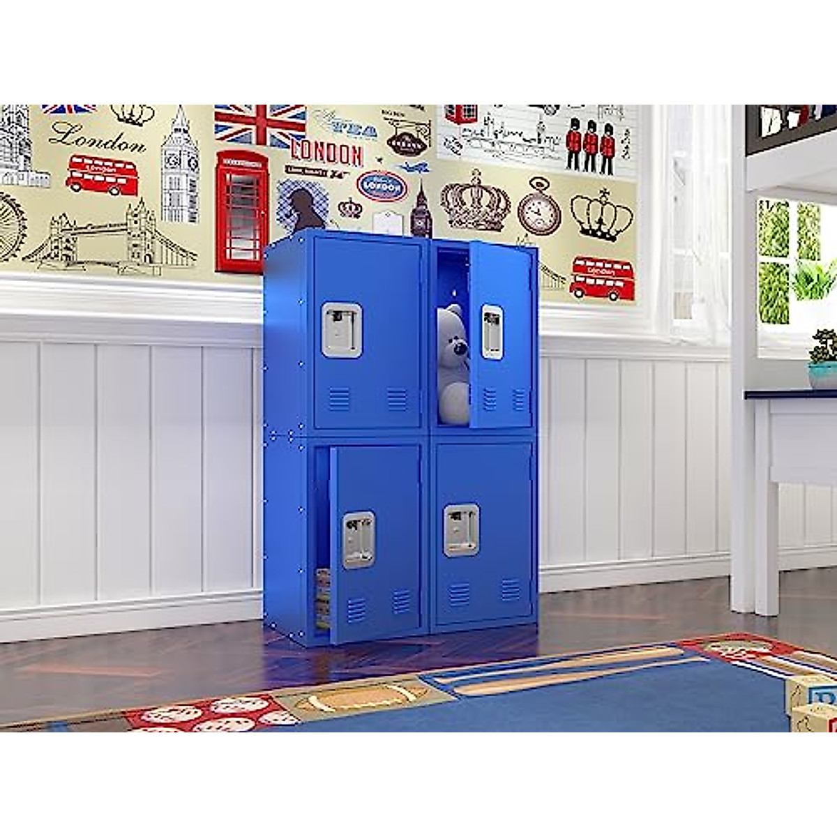 Campfun Kids Storage Locker, Metal Storage Cabinet Locker Cabinet Easy Assembly, Small Storage Cabinet Steel Locker, 24" H Single Locker, Lockers for Kids Bedroom/Home/School/Office, Blue