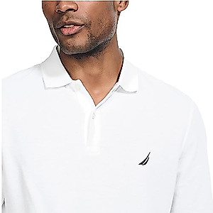 Nautica Men's Sustainably Crafted Classic Fit Long-Sleeve Deck Polo, Bright White