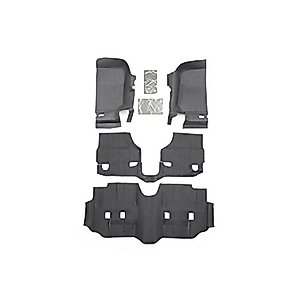 Bedrug - Jeep Bedtred | 2007 - 2010 Jeep Wrangler JK UNLTD 4 Door, Front Floor Liners (Includes Heat Shields) | Grey - 4 pc. | BTJK07F4