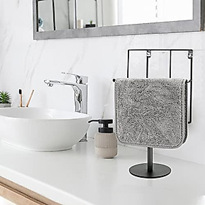 Hand Towel Holder for Bathroom, Towel Rack, Hand Towel Stand for Bathroom, T-Shape Towel Racks for Bathroom, Black Kitchen Towel Rack by Batoto