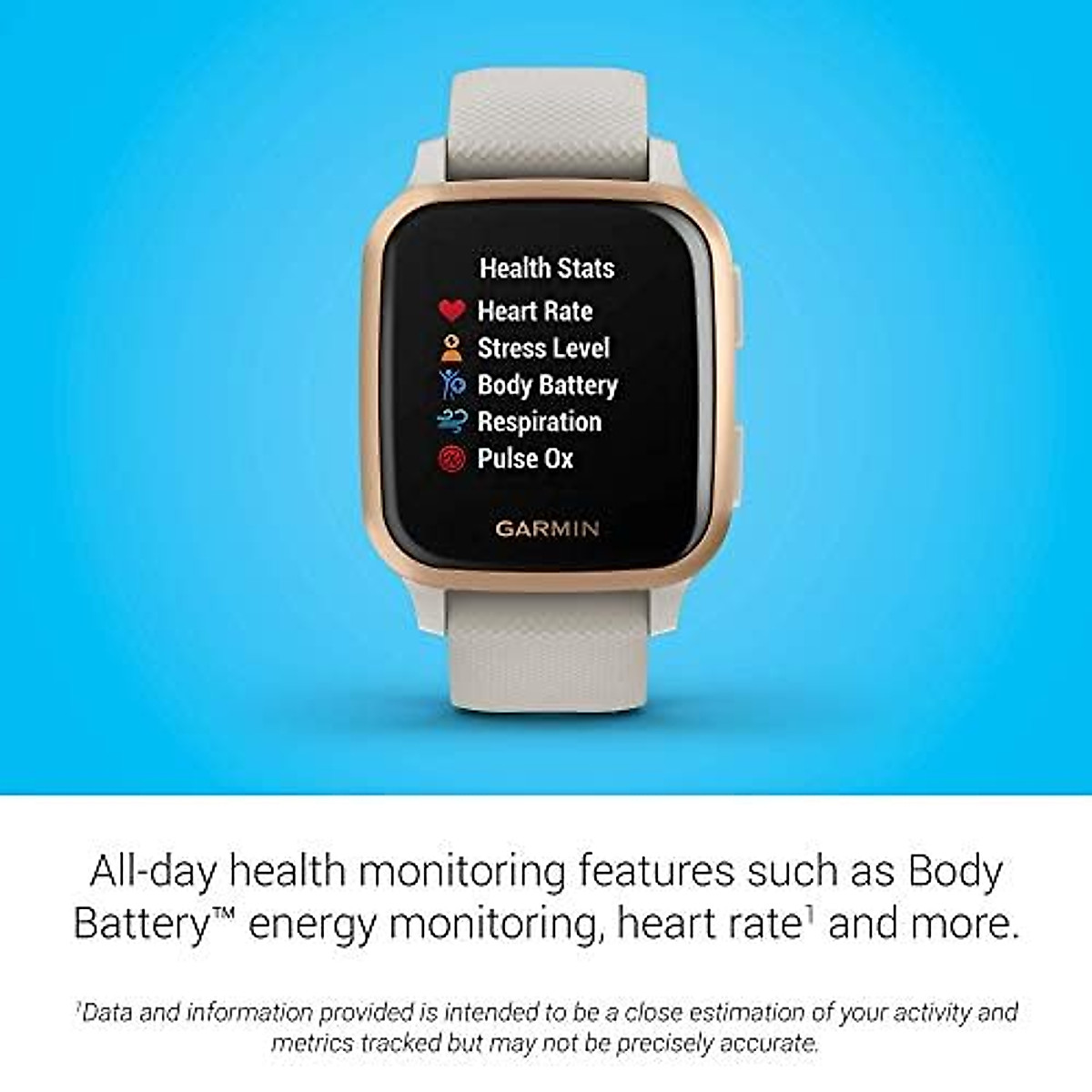 Garmin Venu Sq Music Edition GPS Smartwatch 33mm - Light Sand - 010-02426-01