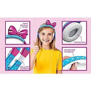 eKids JoJo Siwa Headphones for Kids, Volume Limited Headphones with Parental Controls, Childrens Headphones for School, Home, Travel, Designed for Fans of JoJo Siwa Gifts for Girls
