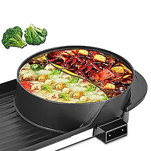 2 in 1 Portable Electric Hot Pot Grill smokeless,Multifunctional Teppanyaki Hot Pot Grill Barbecue Set Korean Hot Pot Grill Indoor Large Capacity Non-Stick Hot Pot Grill,26.77x10.43x4.92inch,2200W