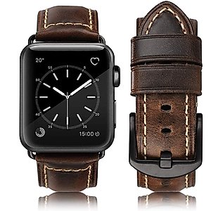 HUAFIY Leather Band Compatible for apple Watch Bands 42mm 44mm 45mm49mm 38mm 40mm 41mm,Genuine Leather Watch Wristband for iWatch Ultra SE Series 8/7/6/5/4/3/2/1