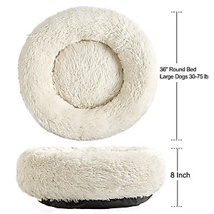 Washable Dog Round Bed Large, Donut Dog Bed Large Dog, Comfy Dog Calming Cuddler Bed