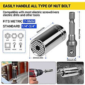 Flexible Drill Bit Extension Set, 105° Right Angle Drill Attachmen, Rotatable Joint Socket 1/4 3/8 1/2 In Hex Socket Adapter, Bendable Drill Bit Extension, Bit Holder Extension Screwdriver Bit Kit