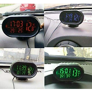 MACHSWON 3 in 1 Car Digital LED Electronic LCD Clock Thermometer Voltmeter