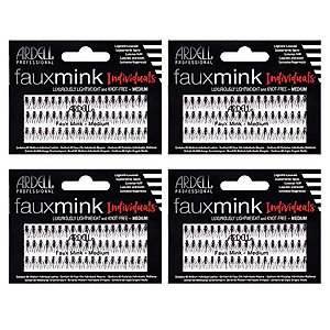 Ardell False Eye Lashes Faux Mink Individuals Medium Black 4 Pack