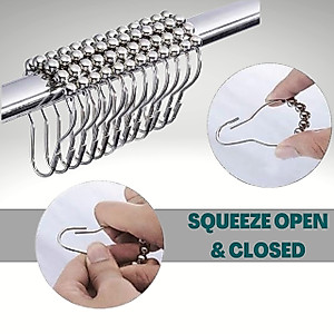 Shower Curtain Hooks - Set of 12 Shower Curtain Rings- Rust Resistant Shower Curtain Rings Stainless Steel Curtain Rings for Bathroom Shower Rod Hangers Silver