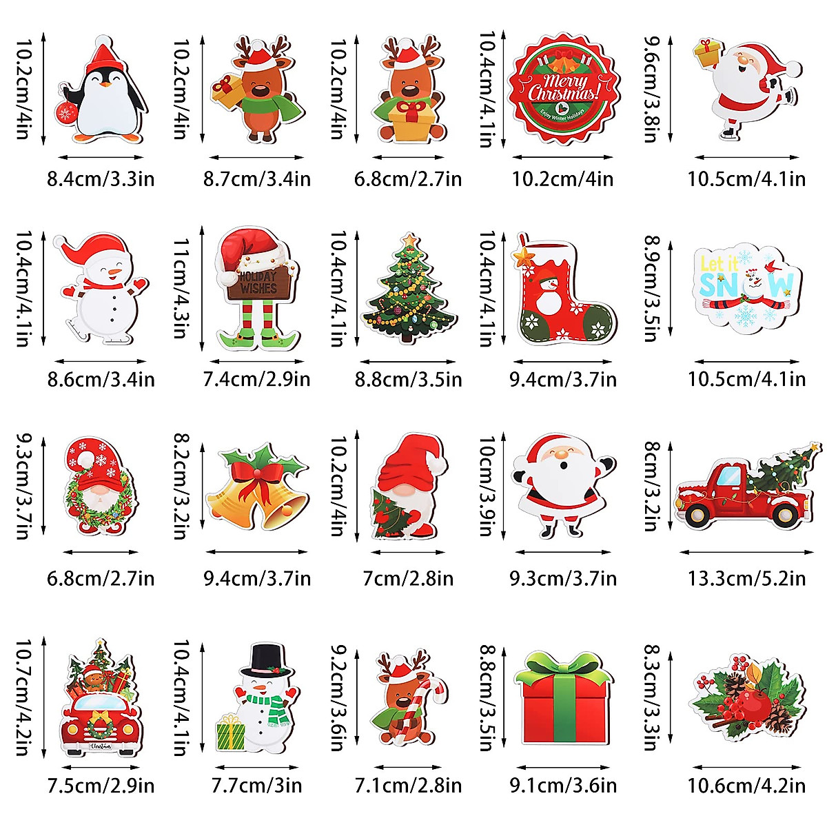 20 Pieces Christmas Magnets Set Christmas Refrigerator Magnets Santa Snowman Holiday Magnets Decorative Magnetic Fridge Decoration Xmas Magnets Fridge Magnetic Decor Car Sticker for Dishwasher Door