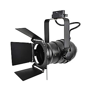 J.LUMI TRK9000 Theater Track Lighting Head, Stage Light with Barn Door Flippers, Black Frost Paint Finish, Vintage Modern Industrial, Uses PAR30, A19 or ST64 Bulb with E26 Base (Bulb not Included)