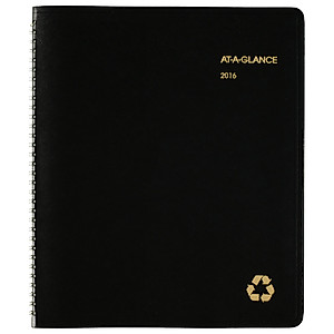 AT-A-GLANCE Monthly Planner 2016, Recycled, 9 x 11 Inches, Black (70-260G-05)