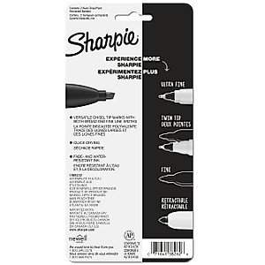SHARPIE Permanent Markers, Chisel Tip, Black, 2 Count