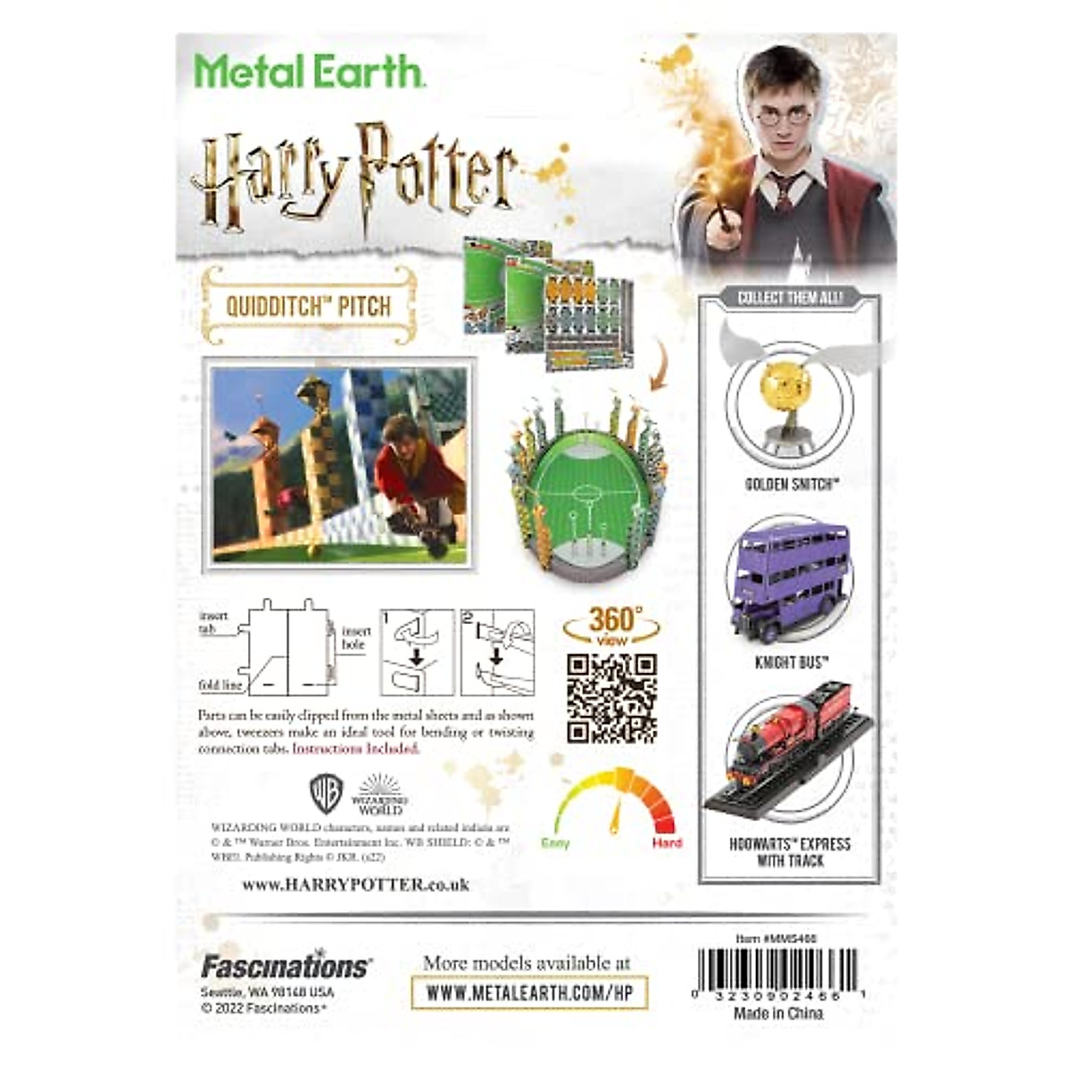 Fascinations Metal Earth Harry Potter Quidditch Pitch 3D Metal Model Kit Bundle with Tweezers