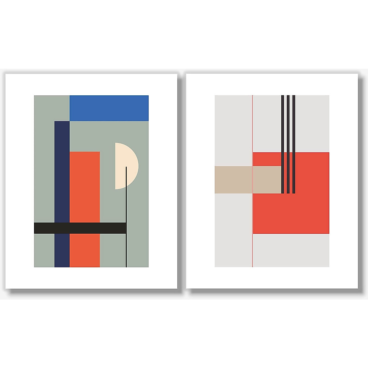 Mid Century Contemporary Wall Art - Modern Abstract Prints - (Set of 6) – 8x10 - Unframed - Minimalism Décor