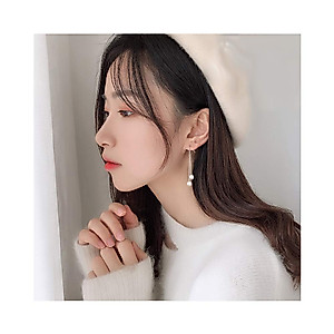 Sterling Silver Freshwater Pearl Threader Dangle Drop Earrings Threader Tassel Dangling Charm Hoop Earrings Long Chain Hook Earring Fashion Jewelry Gifts for Women