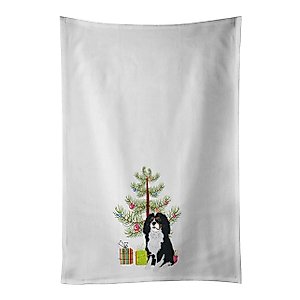Caroline's Treasures WDK3079WTKT Cavalier King Charles Spaniel Tricolor #1 Christmas White Kitchen Towel Set of 2 Dish Towels Decorative Bathroom Hand towel for Hand, Face, Hair, Yoga, Tea, Dishcloth,
