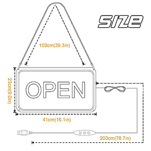 Open Signs for Business, COB Chip LED Neon Open Sign, 16"x 9" Bright Electric Light Up Open Signs with ON/OFF Switch for Bars, Stores, Coffee Shop, Hotel, Window, Outdoor etc.