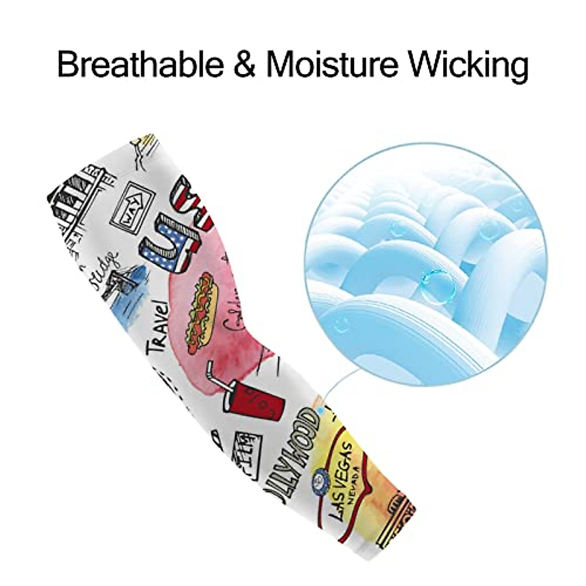 Women UV Sun Protection Arm Sleeves 1 Pair, Sun-protective Cooling Sleeves New York Silhouette, Arm Cover Shield for Men Cycling Golf Hiking Running Outdoor Sports S