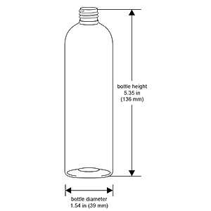 Premium Essential Oil 4 Ounce Cosmo Round Bottles, PET Plastic Empty Refillable BPA-Free, with Ribbed White Flip Spout Caps (Pack of 12) (Clear)