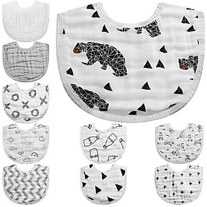 10 Pieces Muslin Bandana Drool Bibs Adjustable Bibs (Clouds Pattern)