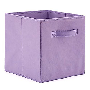EZOWare Set of 12 Foldable Basket Bin Collapsible Storage Cube for Nursery, Kids Toys Organizer, Shelf Cabinet - (Pale Dogwood + Purple)