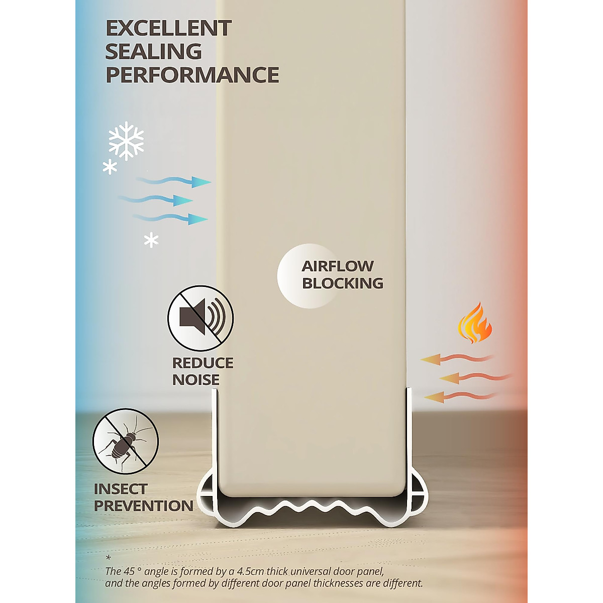 Vastaia Door Draft Stopper Under Door Draft Blocker Insulator Door Sweep Weather Stripping Noise Stopper Strong Adhesive 39" Length (Brown)