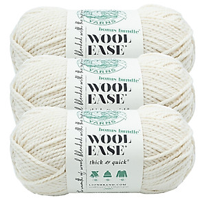 (3 Pack) Lion Brand Yarn Wool-Ease Thick & Quick Bonus Bundle Bulky Yarn, Fisherman