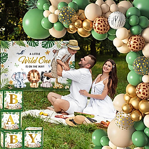 106PCS Safari Baby Shower Decorations, Safari Baby Shower Balloons Arch,Oh Baby Banner, Safari Backdrop, Safari Baby Boxes for Safari Theme Baby Shower Decorations