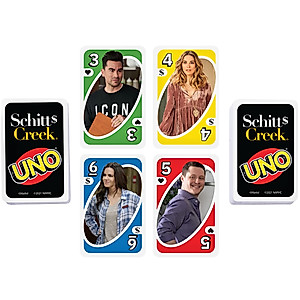Mattel Games ​​UNO Schitt's Creek Card Game for Teens & Adults for Family or Game Night with Special Rule for 2-10 Players