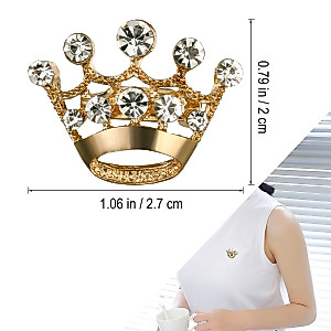 Tinksky Diamante Wedding Party Pageant Tiara Crown Corsage Brooch Pin Valentine's Day Gift, pack of 12, Gold, 2.8 * 2 * 2cm