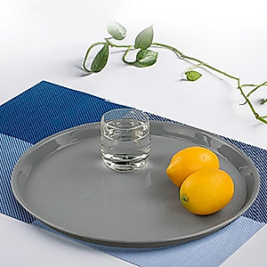 Wekioger Plastic Round Serving Tray, 13.5-Inch, Set of 3 (White, Black, Grey)