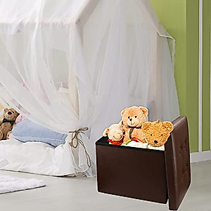 Hamgtrion Ottoman Storage Ottoman Folding Ottomans Footrest Storage Ottoman Small Footstool Rectangle Bench Cube for Room Living Room Bedroom Brown L17W13H13inches